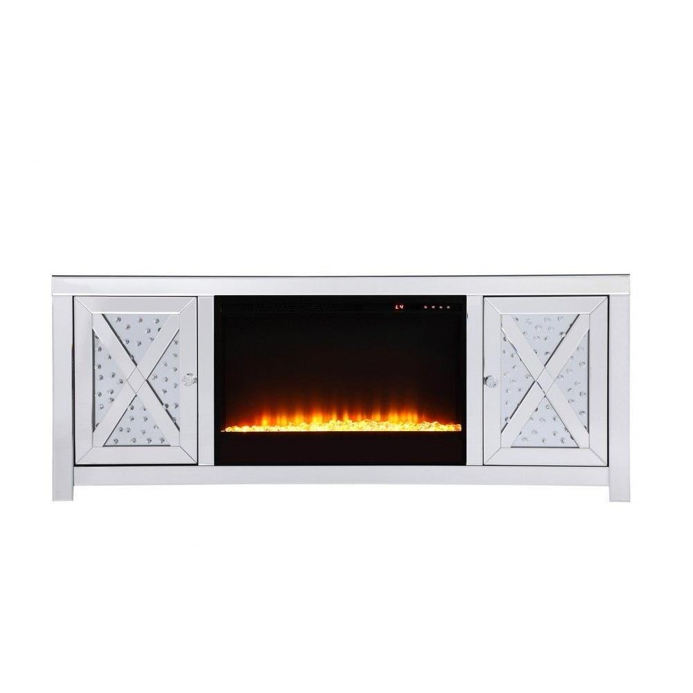 Mirrored tv stand fireplace store