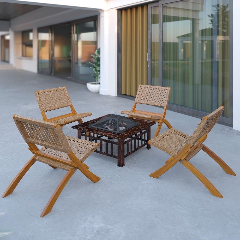 Fire Sense 64159 Sava Indoor Outdoor Folding Chair in Tan Wicker